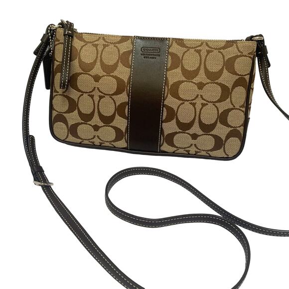 Coach | Bags | Coach Vintage Khakimahogany Brown Slim Eastwest Signature Crossbody 6338 | Poshmark